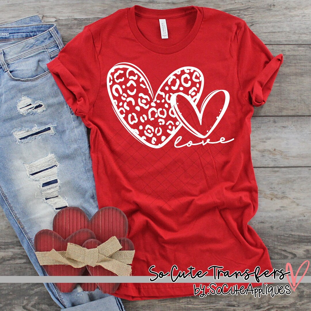 Love Double Heart Screen Print Transfer, T-shirt Transfer, --NOT a ...