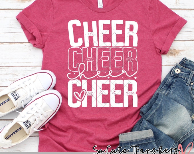 Cheer Cheer Cheer Heart Screen Print Transfer WHITE - Etsy