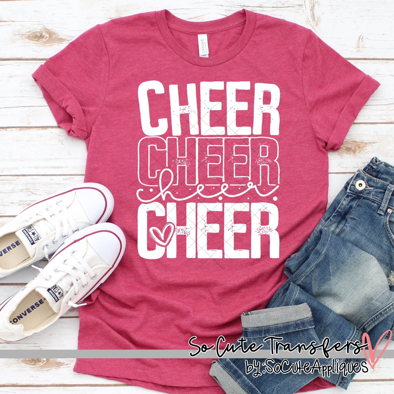 Cheer Cheer Cheer Heart Screen Print Transfer WHITE - Etsy