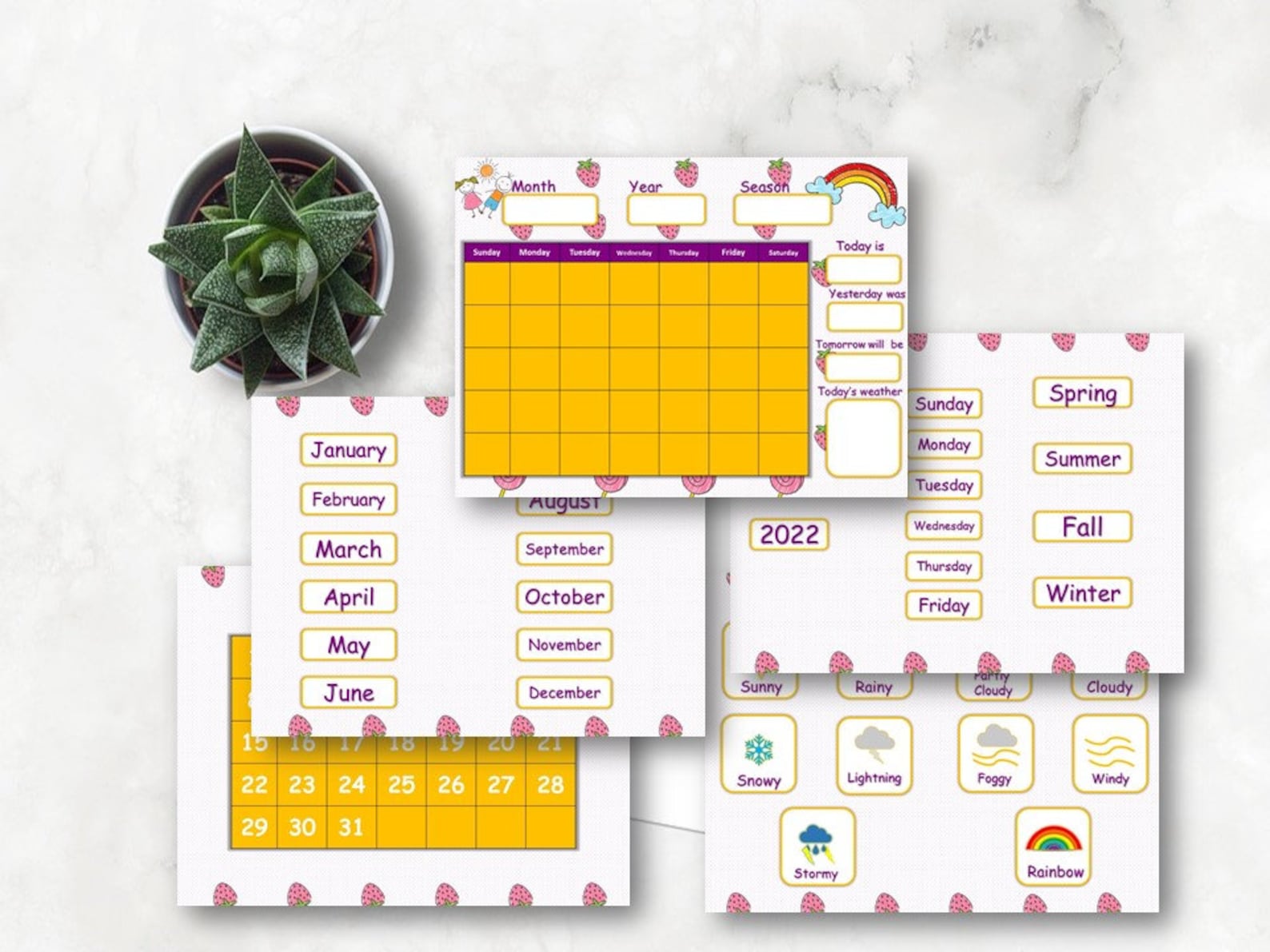 Home School Classroom Wall Calendar Fun Summer Theme Kids Calendar ...