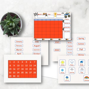 Kids Calendar Printable Classroom Calendar Monster Truck Theme Kids ...