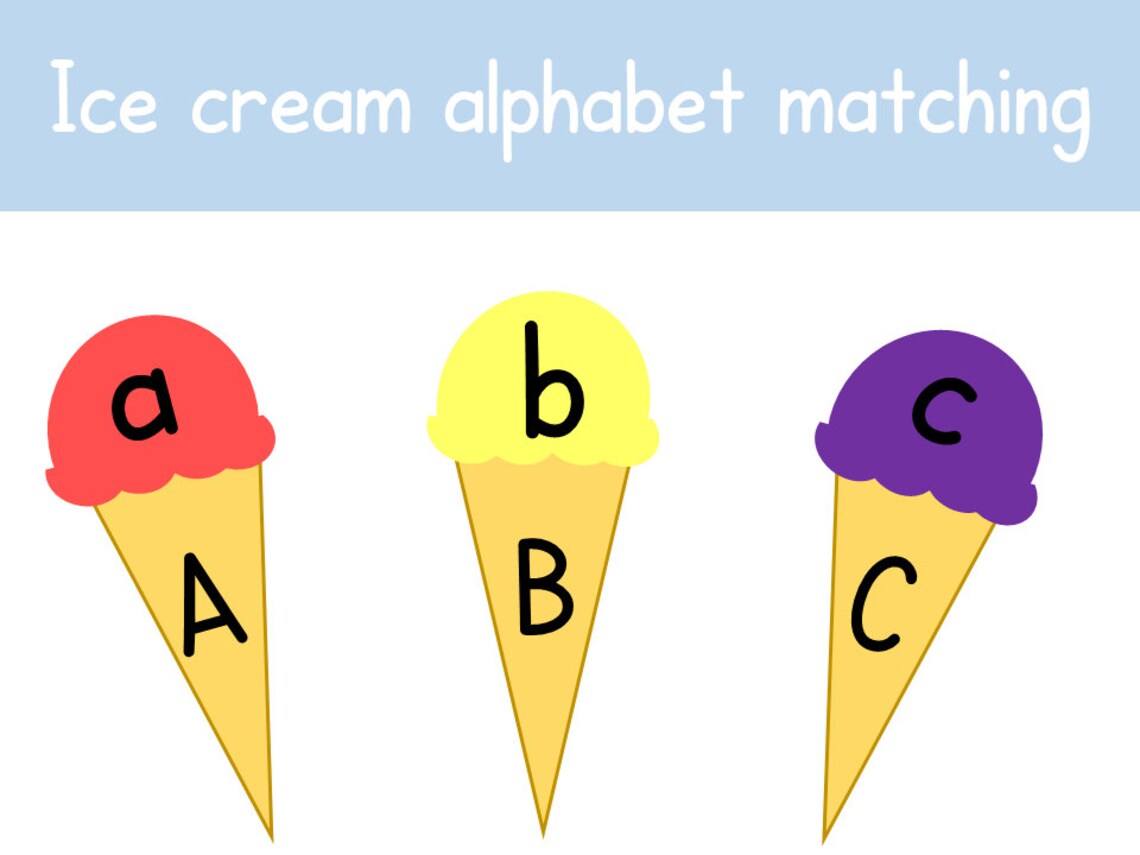 Upper and Lowercase Matching| Ice Cream Cone Theme, Alphabet Matching ...