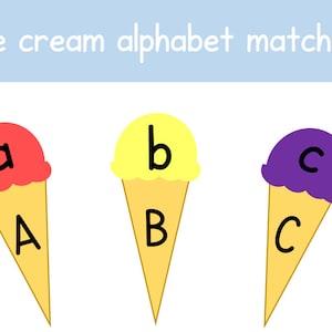 Upper and Lowercase Matching| Ice Cream Cone Theme, Alphabet Matching ...