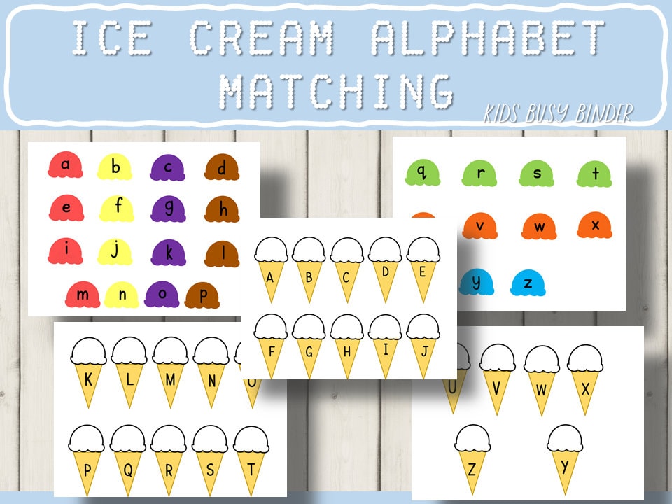 Upper and Lowercase Matching Ice Cream Cone Theme, Alphabet Matching ...