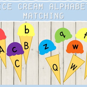 Upper and Lowercase Matching| Ice Cream Cone Theme, Alphabet Matching ...