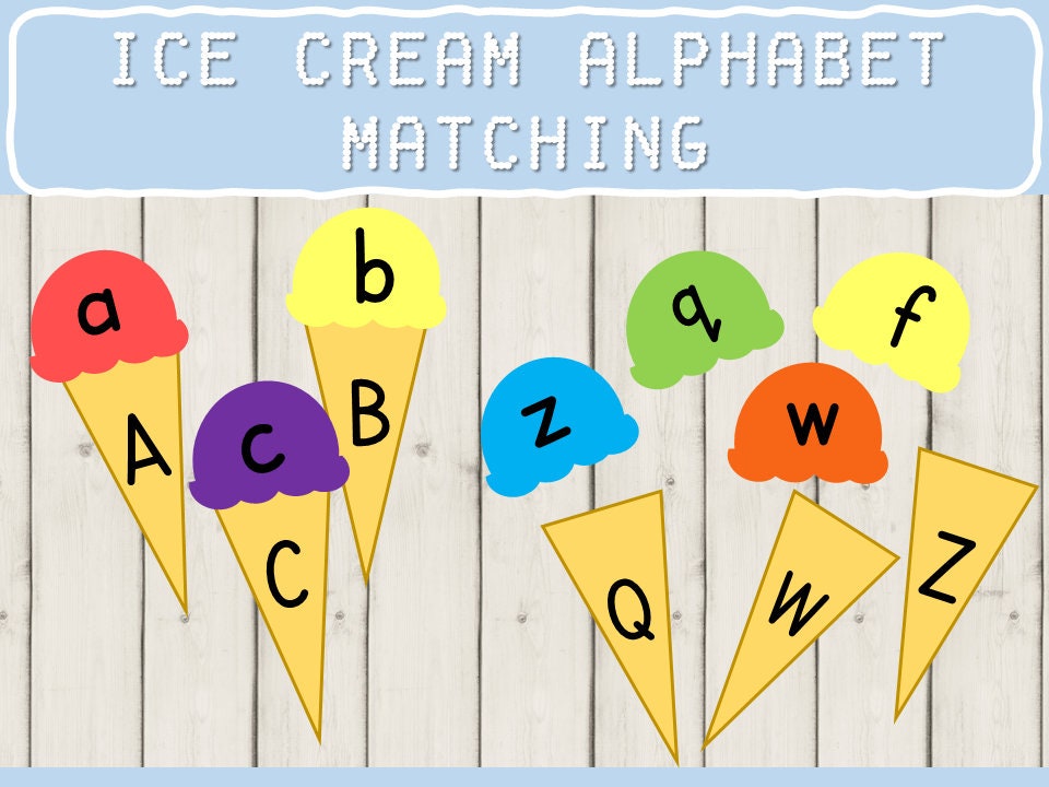 Upper and Lowercase Matching| Ice Cream Cone Theme, Alphabet Matching ...