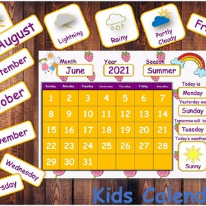 Home School Classroom Wall Calendar Fun Summer Theme Kids Calendar ...