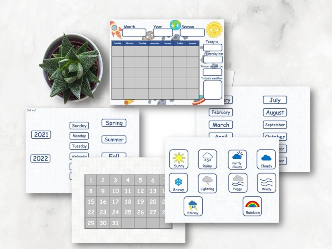 Kids Calendar Printable Classroom Calendar Board Solar System Kids ...