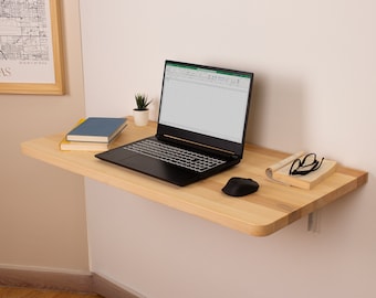 Wood Floating Desk, Folding Desk, Floating Corner Desk, Modern Floating ...