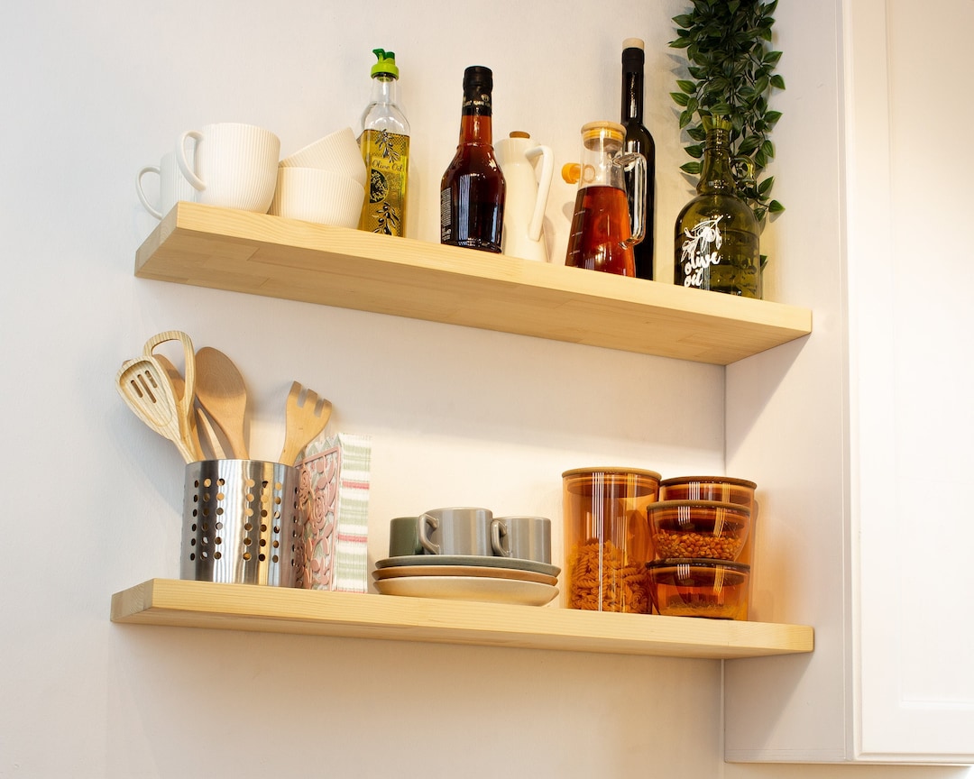 Natural Floating Shelf, Kitchen Shelves, Custom Size Floating Shelves ...