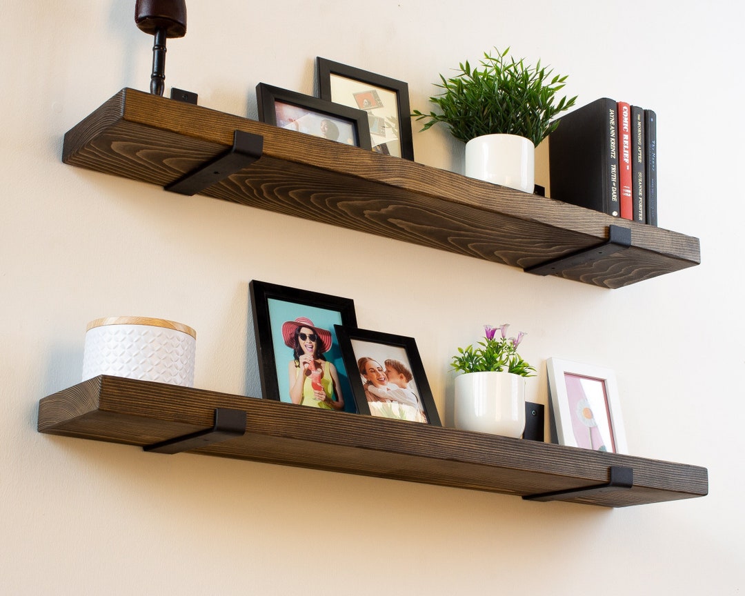 Farmhouse Shelf With Industrial Metal Brackets | Custom Size Floating ...