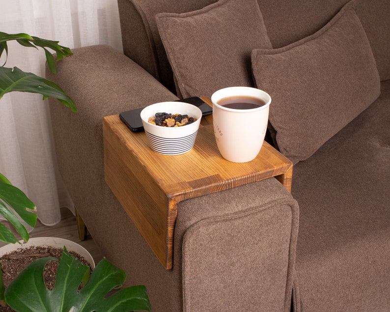 Modern Wood Armrest Table Simple and Functional Couch Tray - Etsy