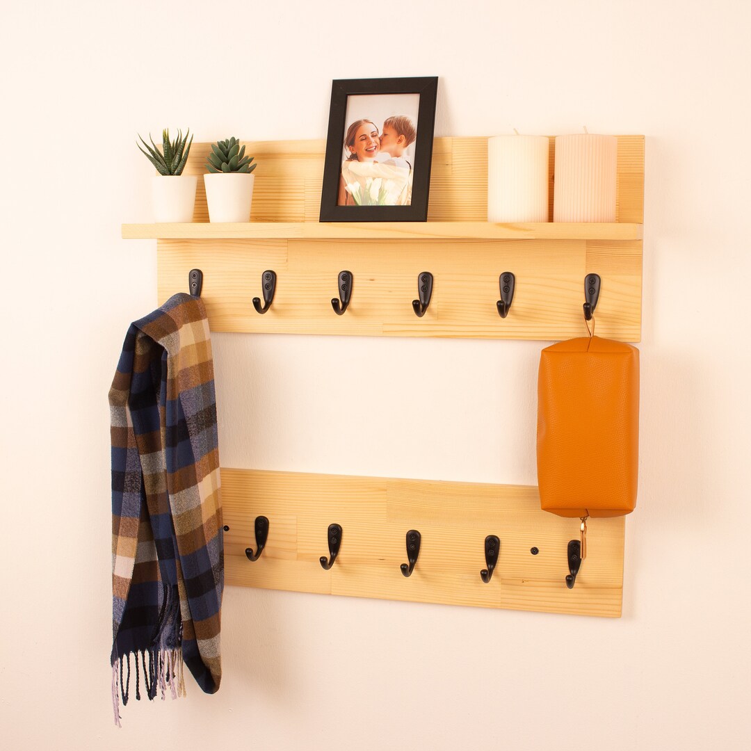 Solid Wood Coat Rack | Coat Rack With Shelf | Key Holder | Entryway ...