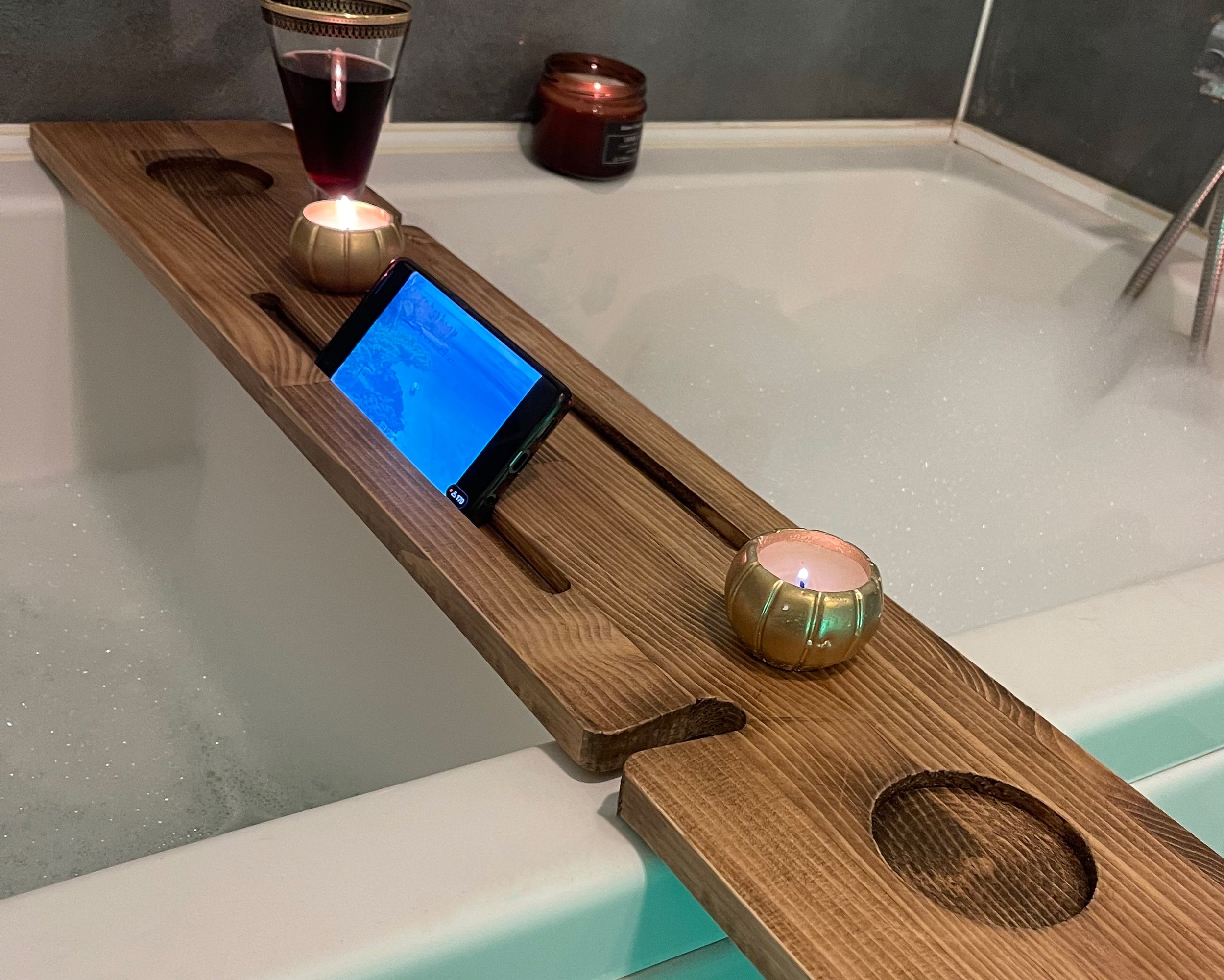 Wood Bath Tub Tray , Bath Caddy, Handmade Tub Tray, Bath Tray, Bath ...