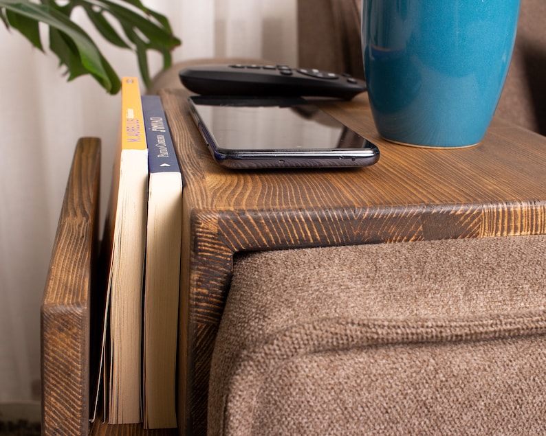 Couch Arm Rest Table With Magazine Stand Modern Wood Armrest - Etsy ...
