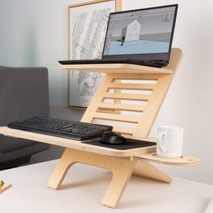 Adjustable Midi Wood Laptop Stand - Standing Desk Converter ...