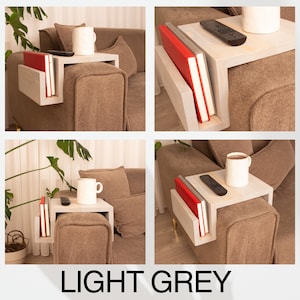 Sofa Arm Rest Table With Magazine Stand, Modern Wood Armrest Table ...