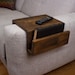 Couch Arm Rest Table With Magazine Stand, Modern Wood Armrest Table ...