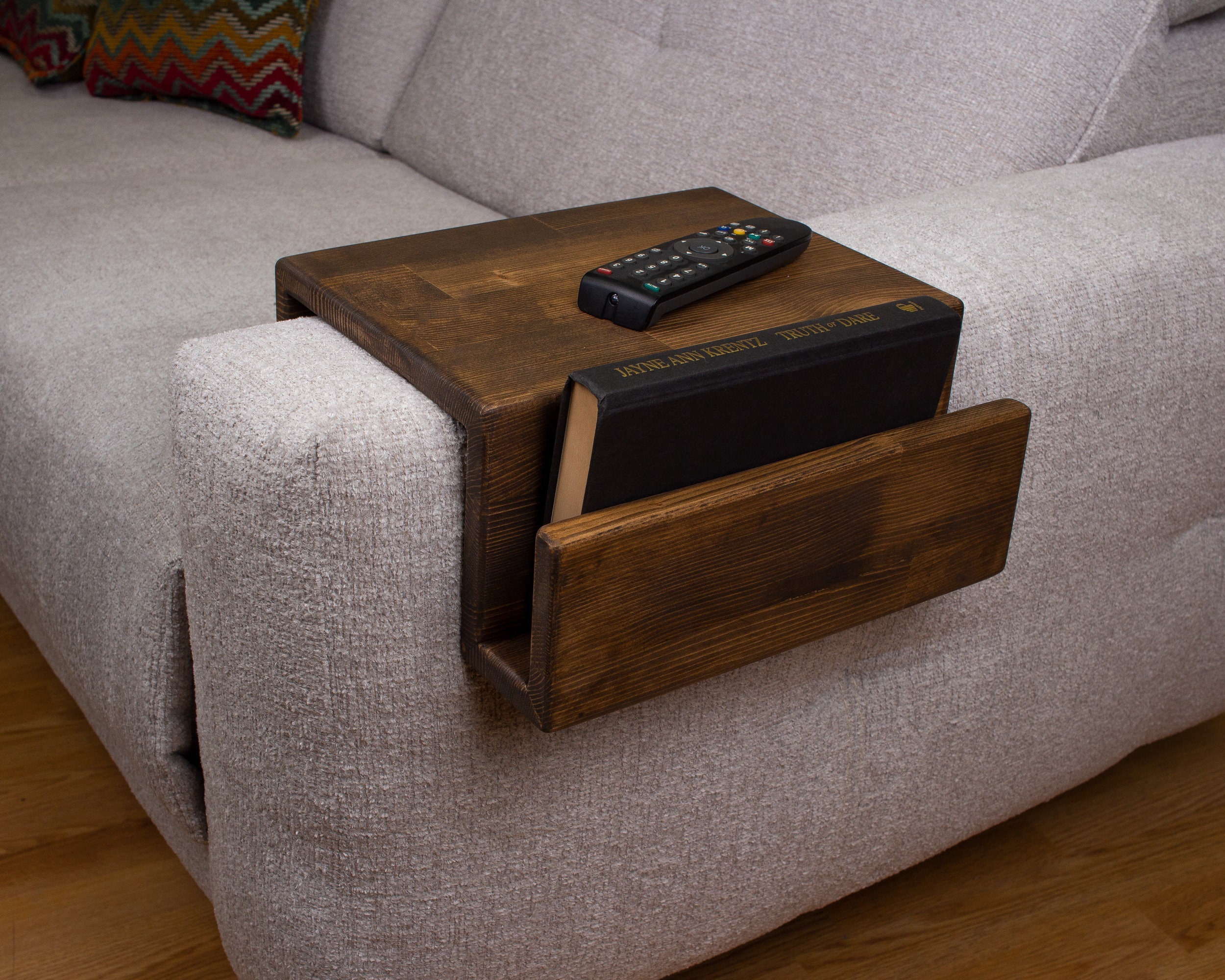 Couch Arm Rest Table With Magazine Stand Modern Wood Armrest - Etsy Canada