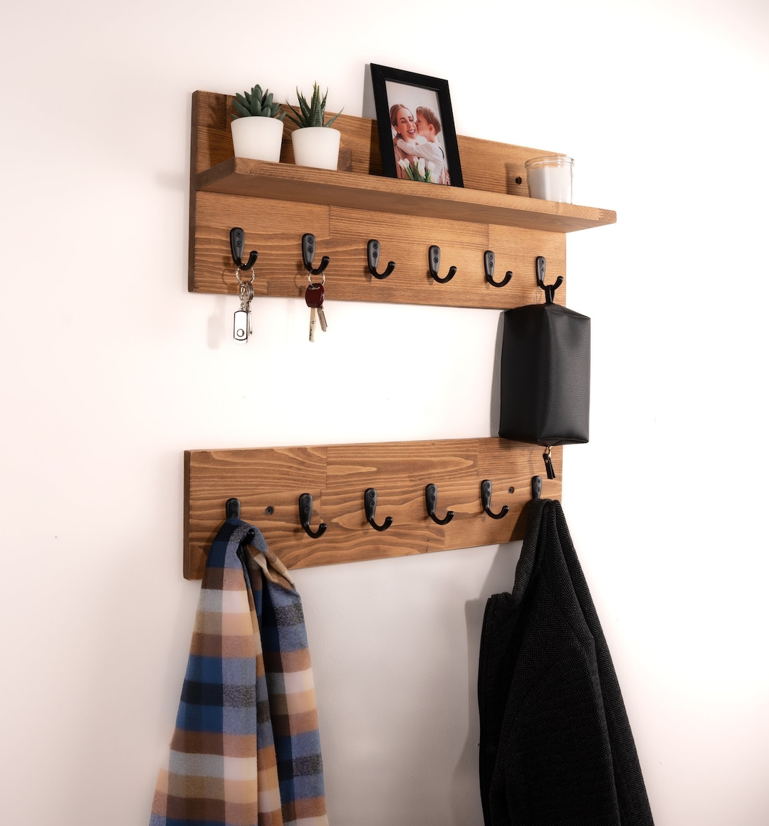Coat Rack With Shelf | Key Holder | Entryway Organizer | Towel Rack ...