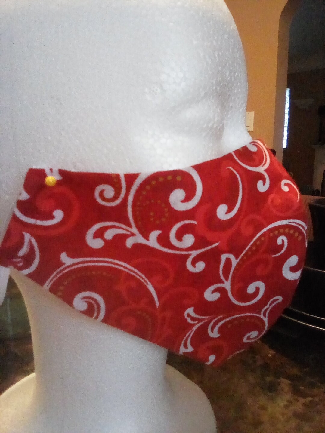 Red & White Scroll Face Mask - Etsy