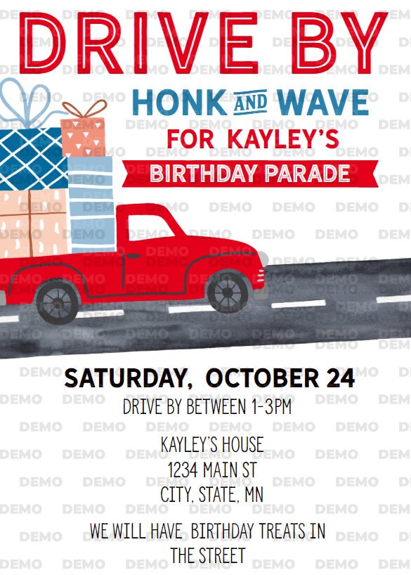 Birthday Parade Birthday Parade Invitation Drive by Birthday - Etsy