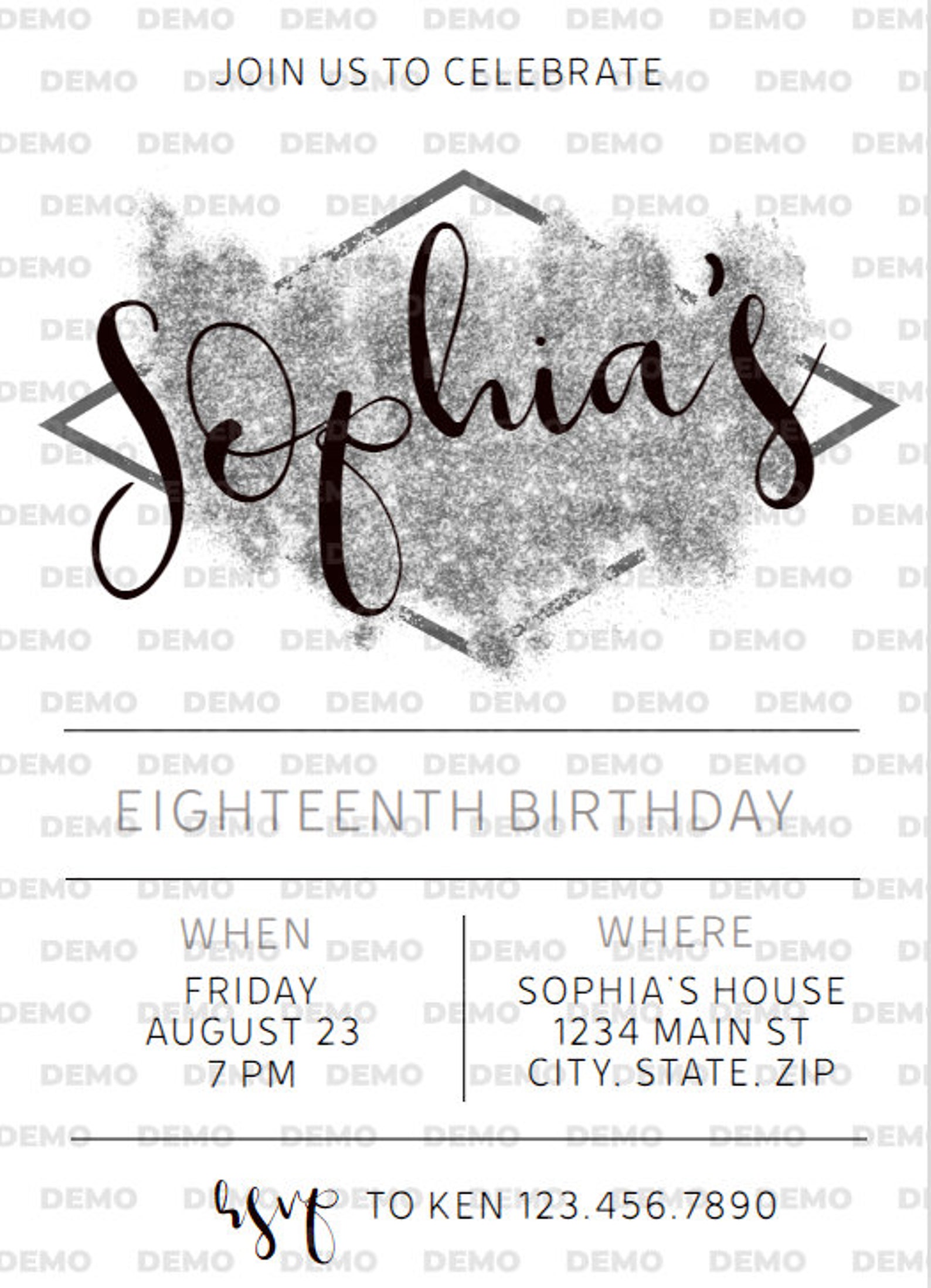 Silver Birthday Invitation Birthday Party Invitation - Etsy