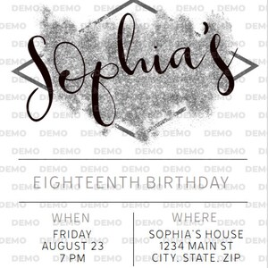 Silver Birthday Invitation Birthday Party Invitation - Etsy