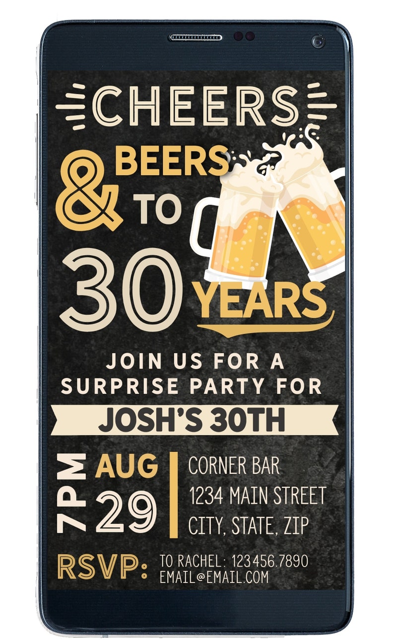 Cheers And Beers To 30 Years Surprise Party Invitation Etsy