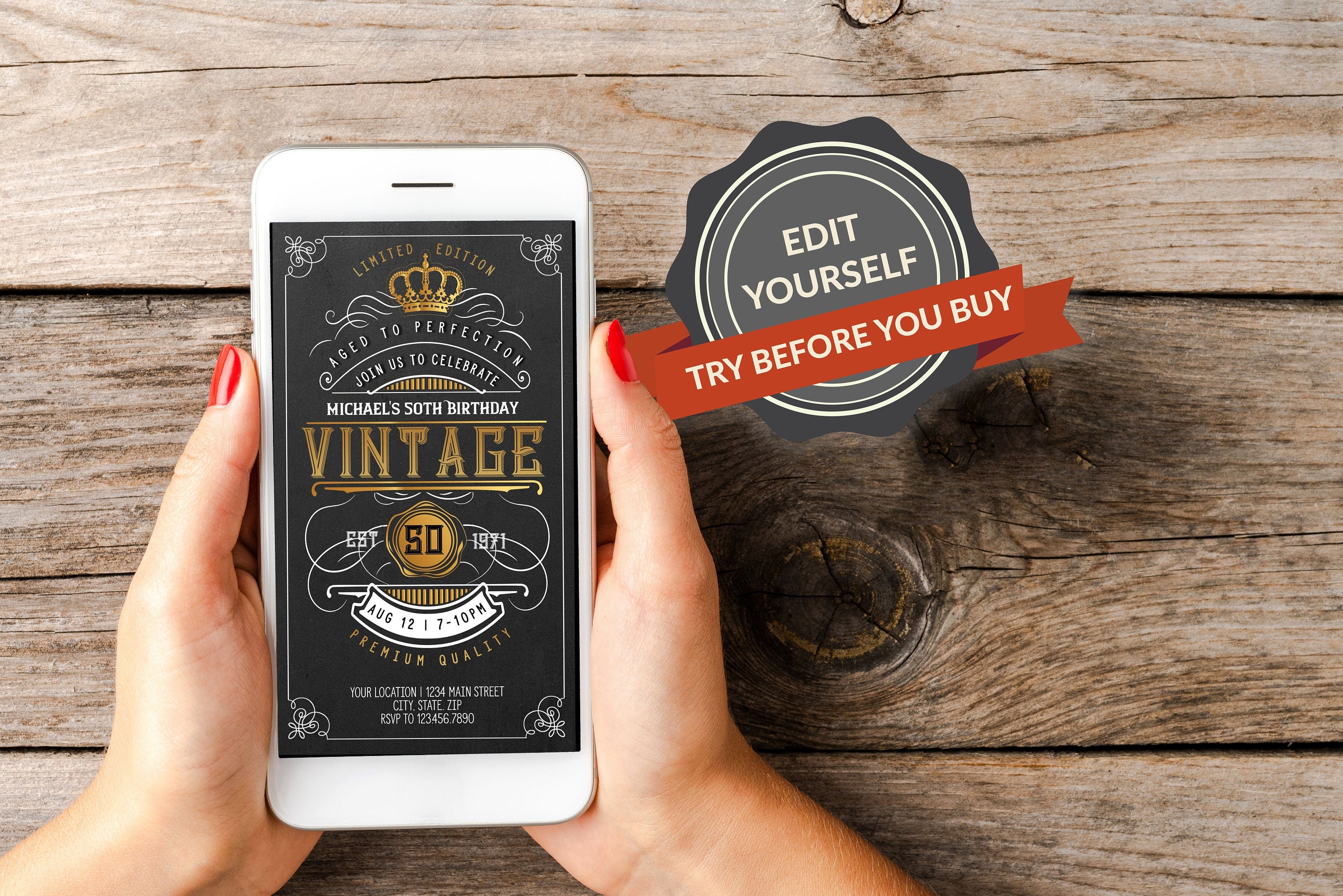 Vintage Birthday Invitation 50th Birthday Invitation Electronic ...