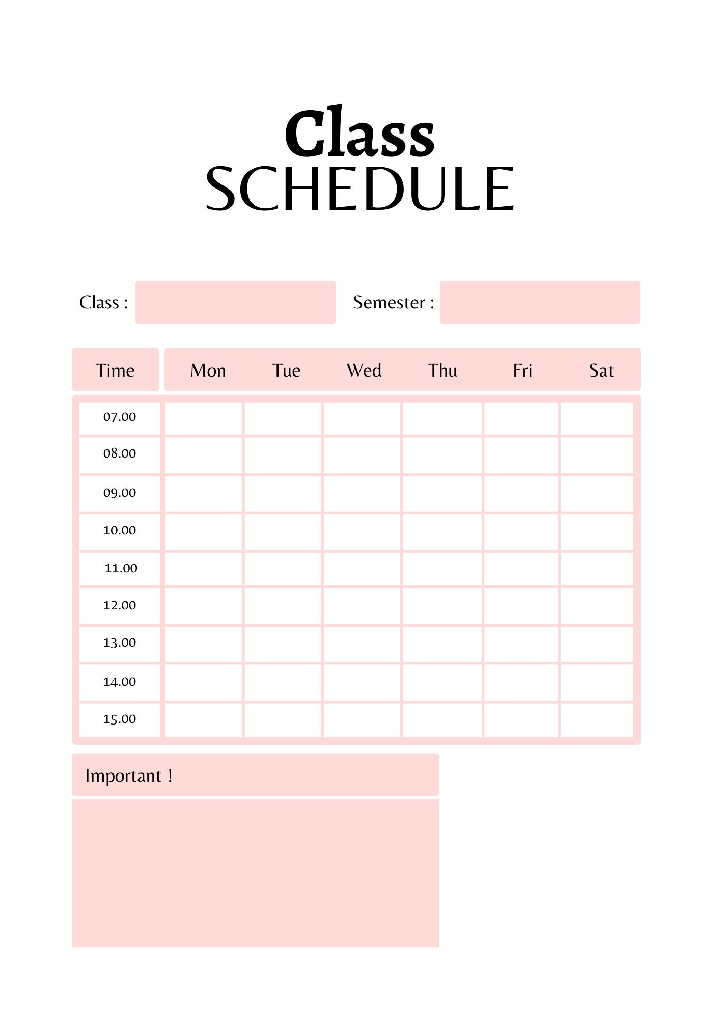 CLASS SCHEDULE | Digital Planner | Printable Planner | Digital Download ...
