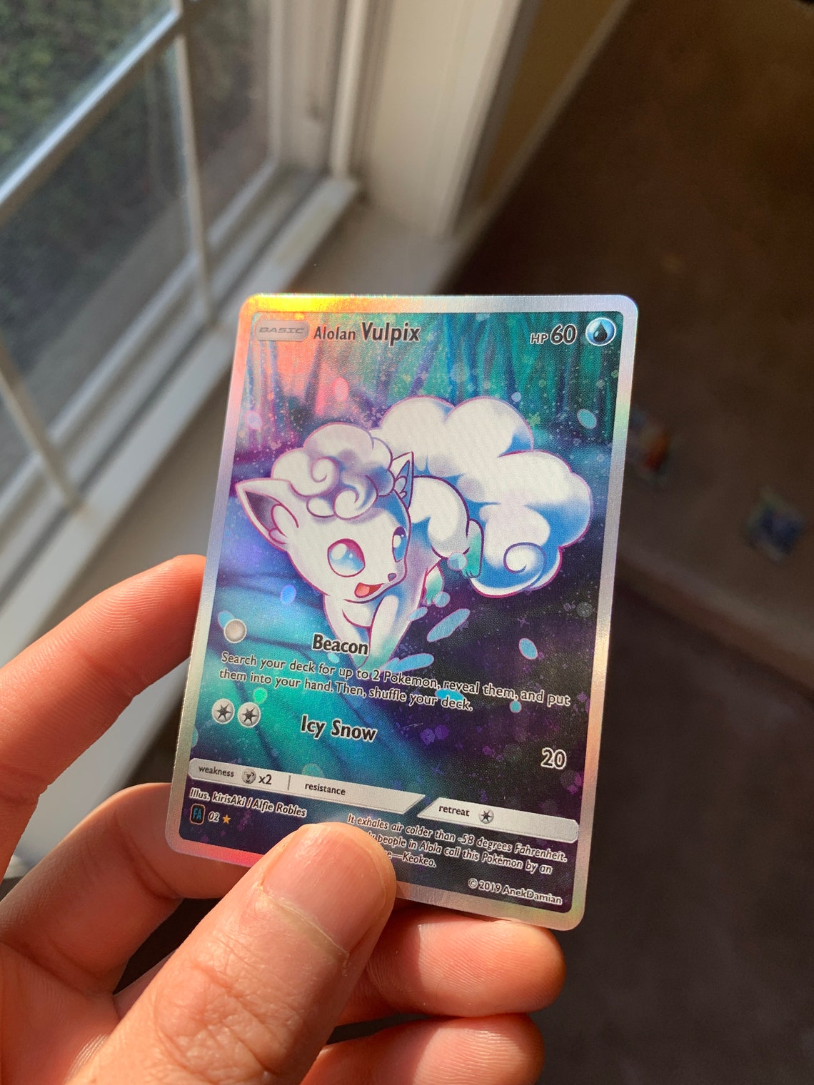 Custom HOLO Alolan Vulpix Pokemon Card | Etsy