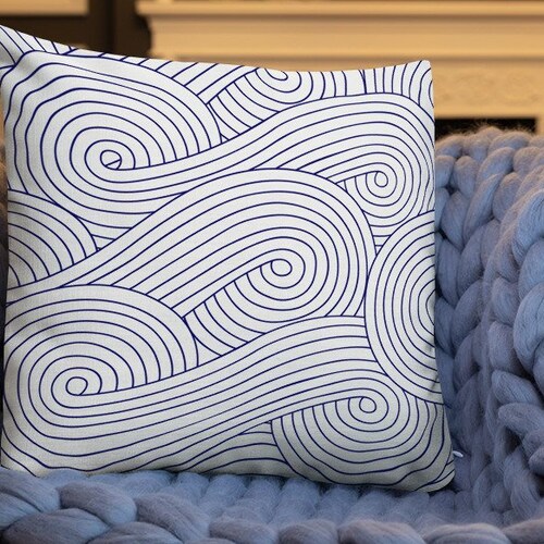 Swirl Wave Pattern Pillow 18x18 Blue - Etsy