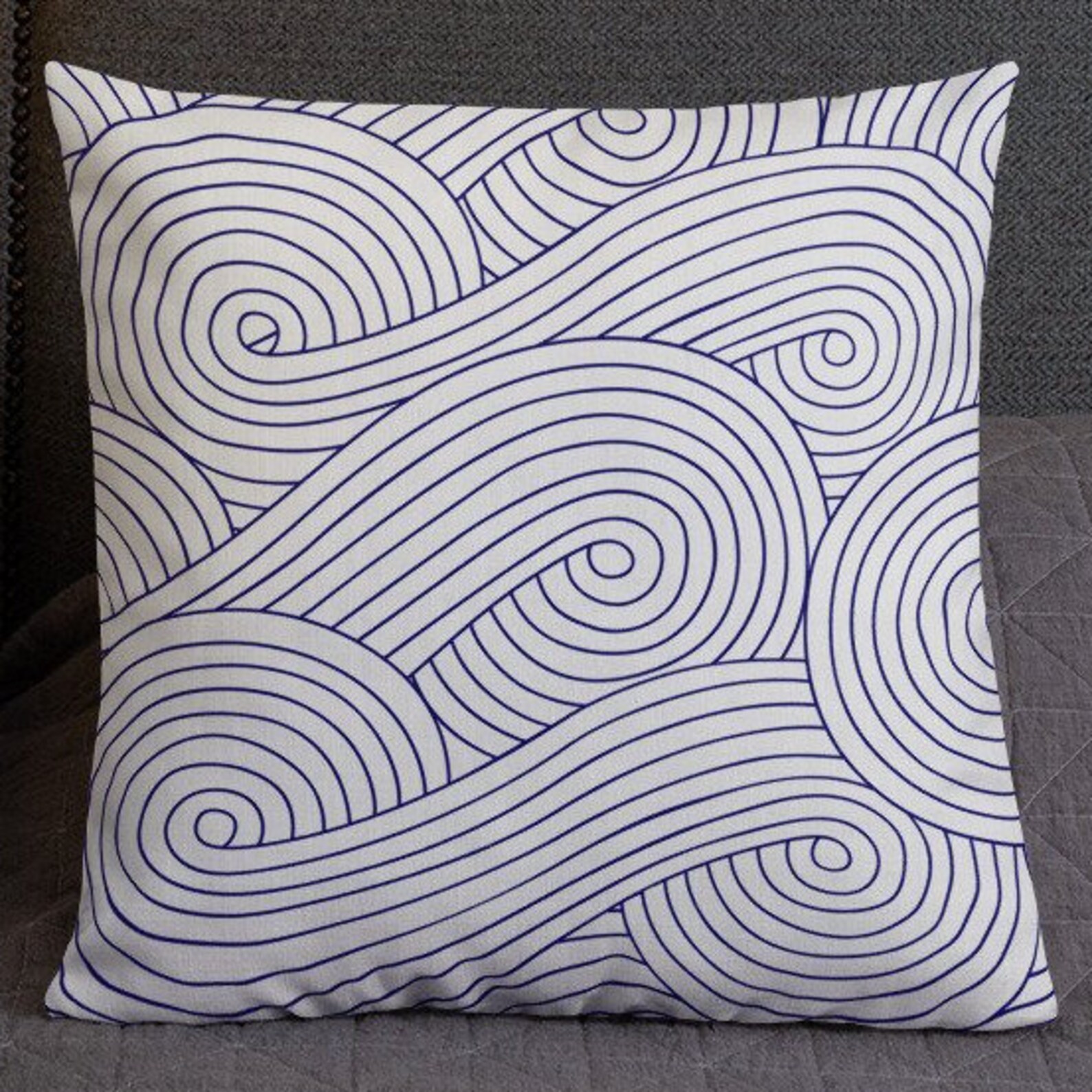 Swirl Wave Pattern Pillow 18x18 Blue - Etsy