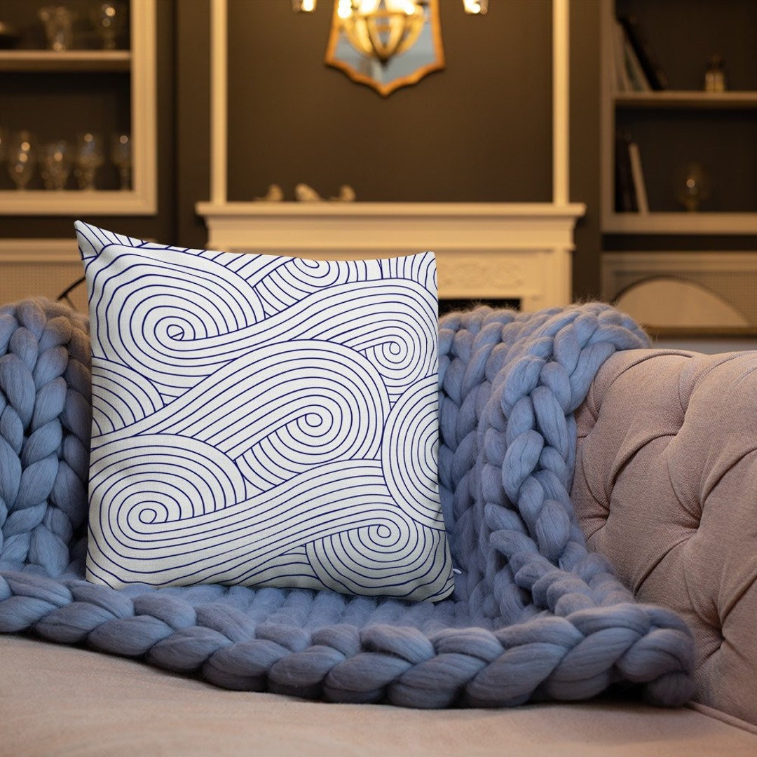 Swirl Wave Pattern Pillow 18x18 - Blue - Etsy
