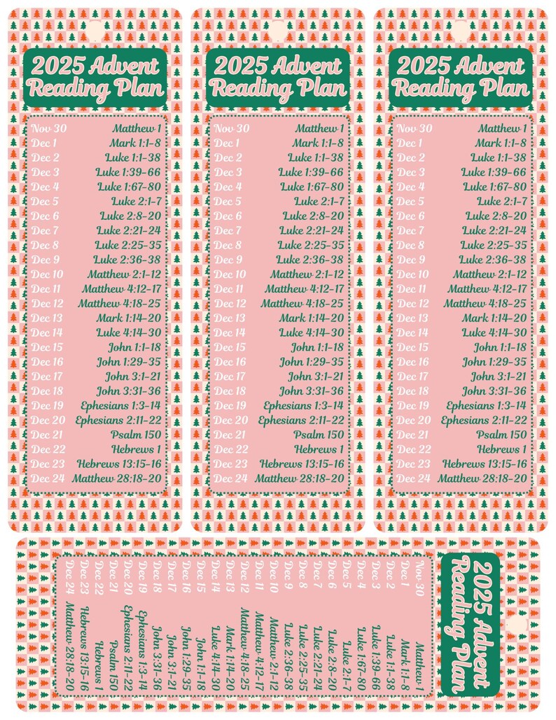 2025 Advent Reading Plan Bookmark - Etsy