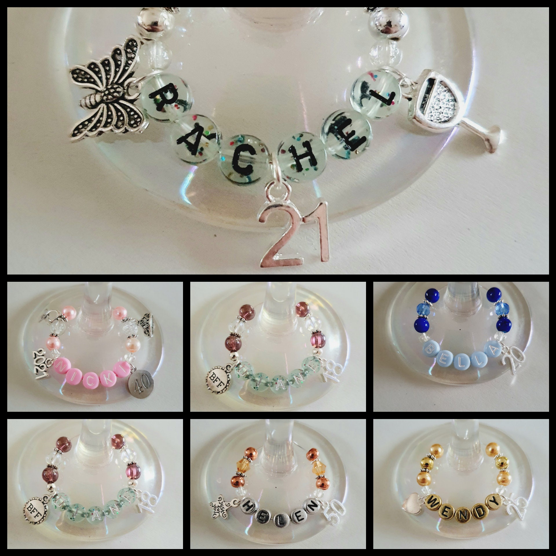 Happy 40th Birthday Wine/gin Glass Charm personalised With - Etsy Australia