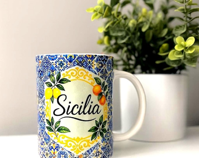 Personalized Sicilian Style Ceramic Coffee Mug 15oz – Italian Travel ...