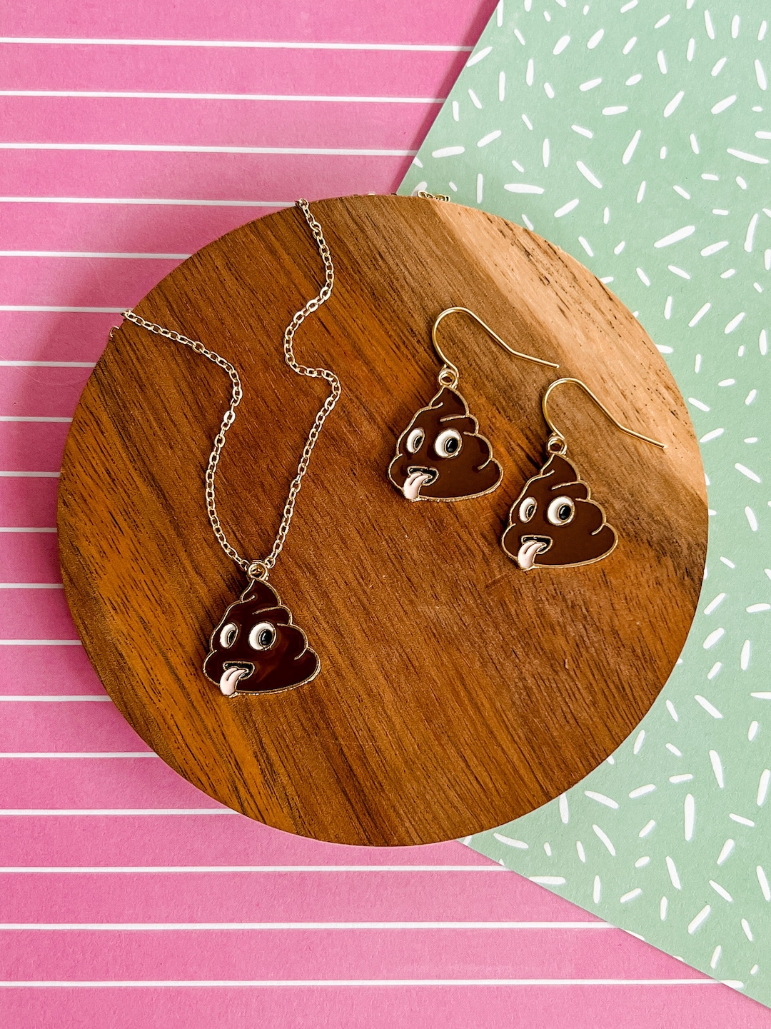 Poop Emoji Set - Poop Necklace - Emoji Jewelry - Emoji Necklace - Poop ...