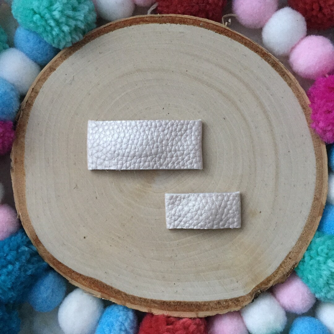 Iridescent White Vegan Leather Snap Hair Clip - Leather Hair Clips ...