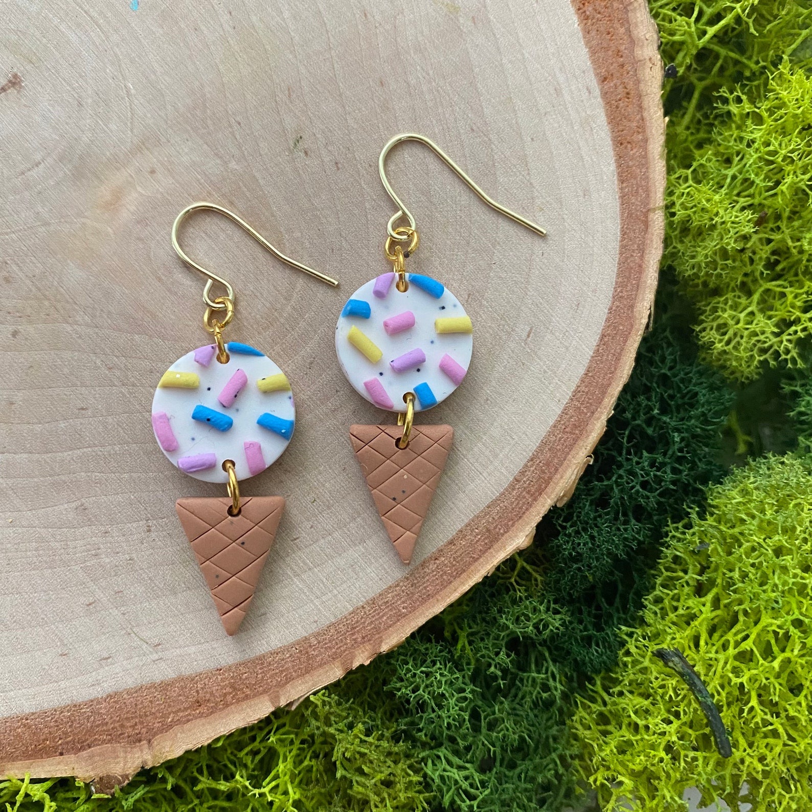 Ice Cream Cone Earrings - Clay Earrings - Ice Cream Earrings - Ice ...