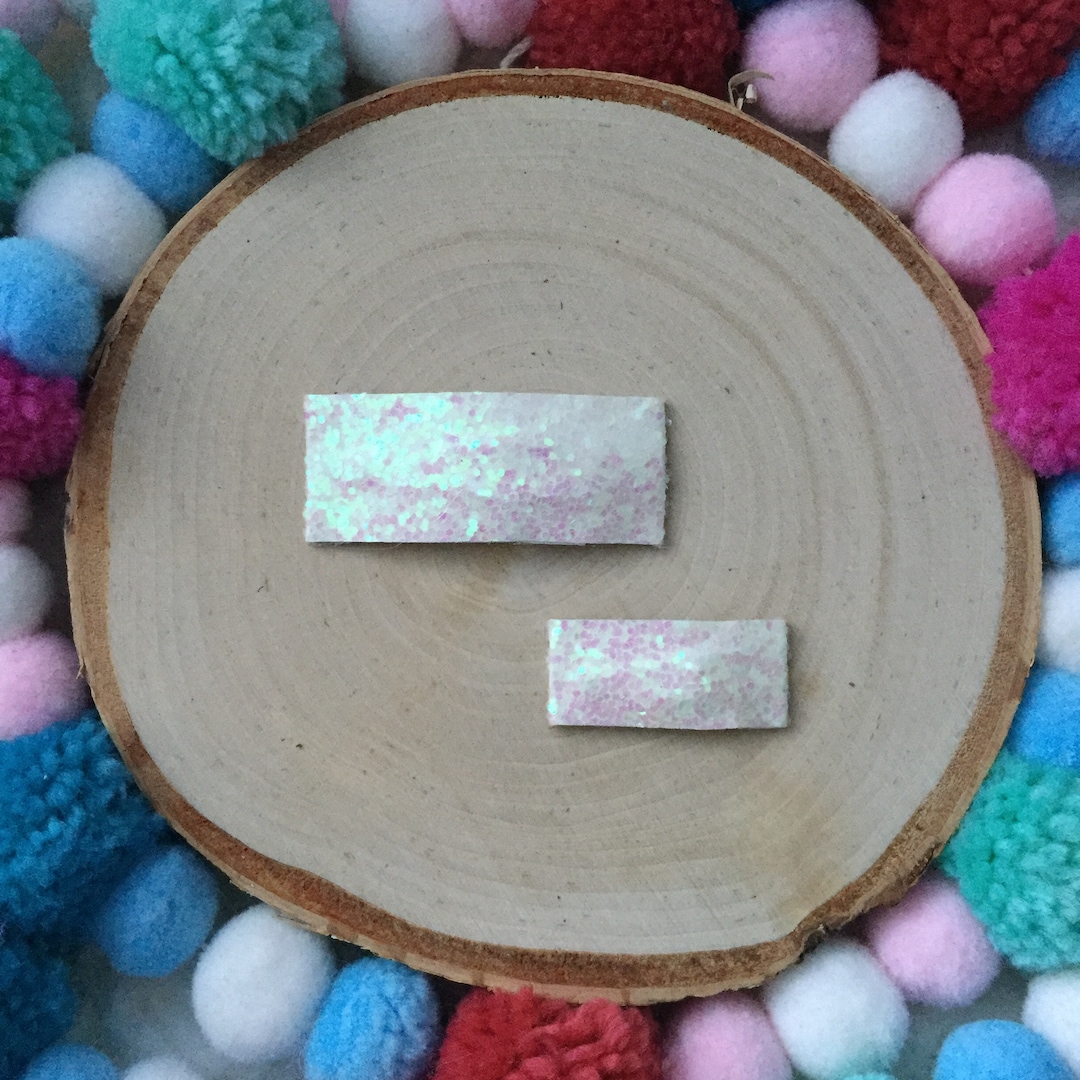 Iridescent White Glitter Snap Hair Clip - Glitter Hair Clips -snap ...