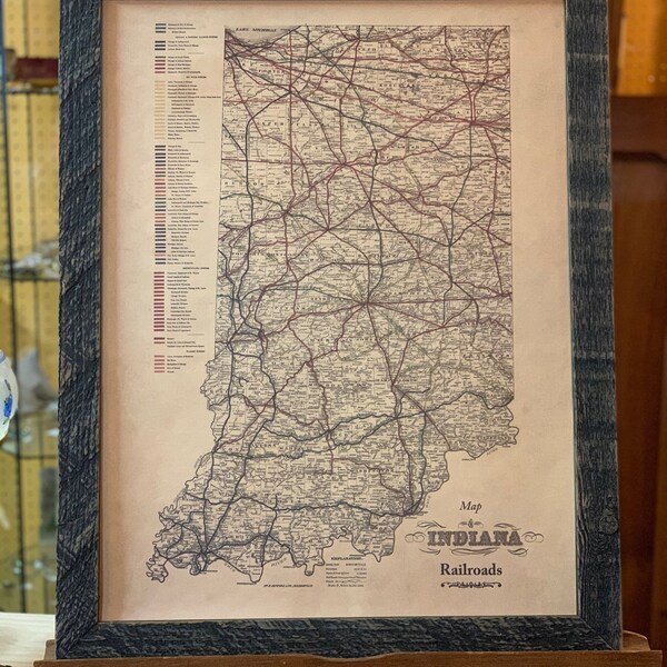 Railroad Map Indiana - Etsy