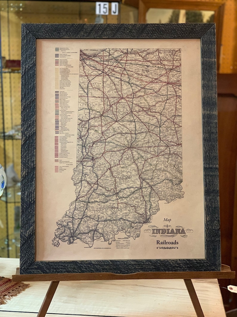 Map of Indiana Railroads in 1898 - Etsy
