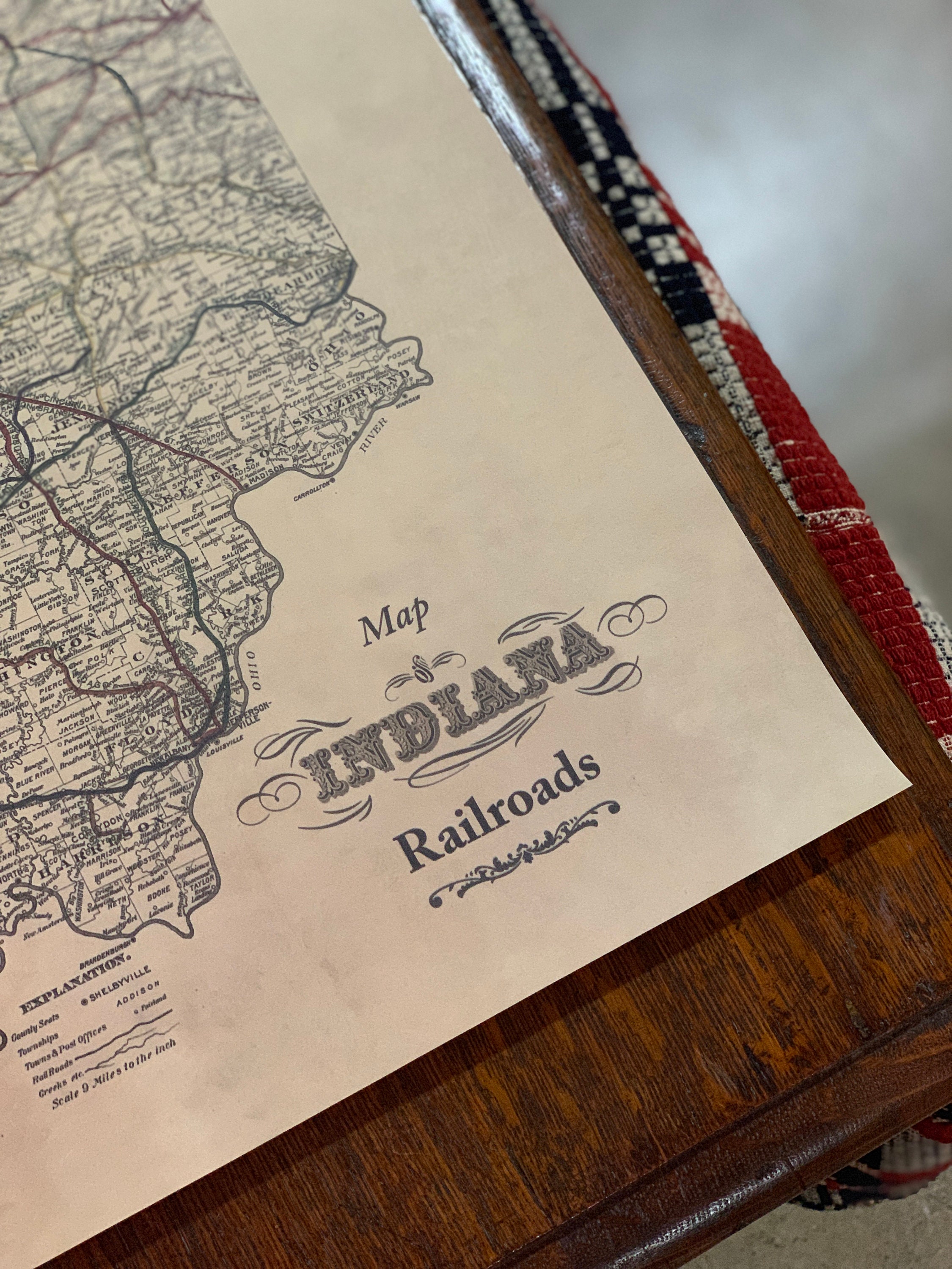 Map of Indiana Railroads in 1898 - Etsy