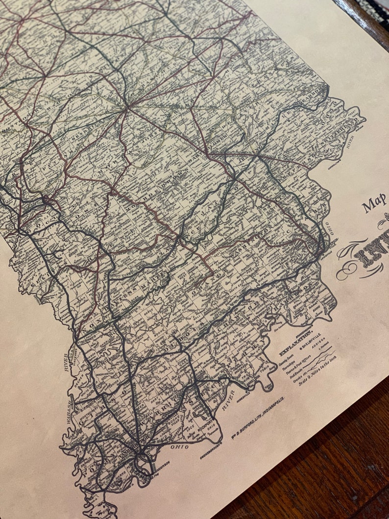 Map of Indiana Railroads in 1898 - Etsy
