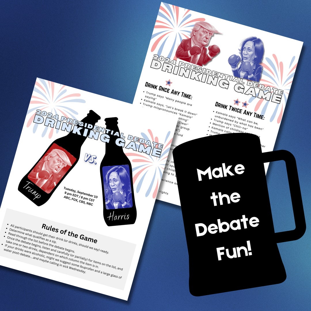 Presidential Debate Drinking Game Trump Harris Printable Party Activity ...