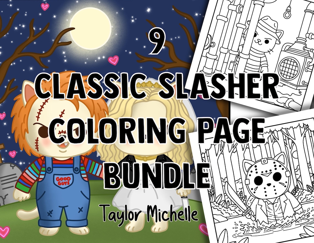 9 Classic Slashers Coloring Pages, Digital, Printable, Taylor Michelle ...
