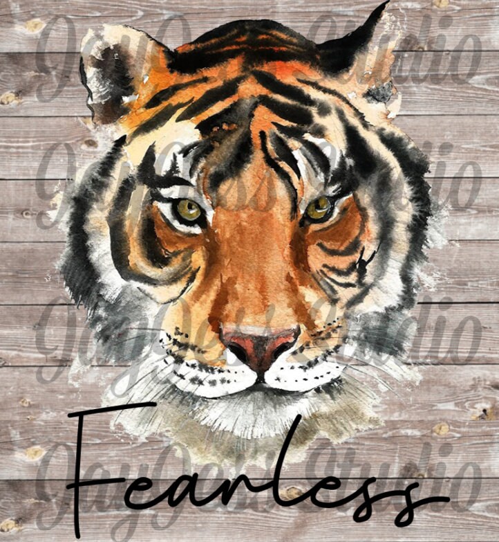 Fearless Tiger PNG JPG Watercolor Sublimation Printable | Etsy