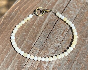 White Shell Beaded Bracelet - Etsy